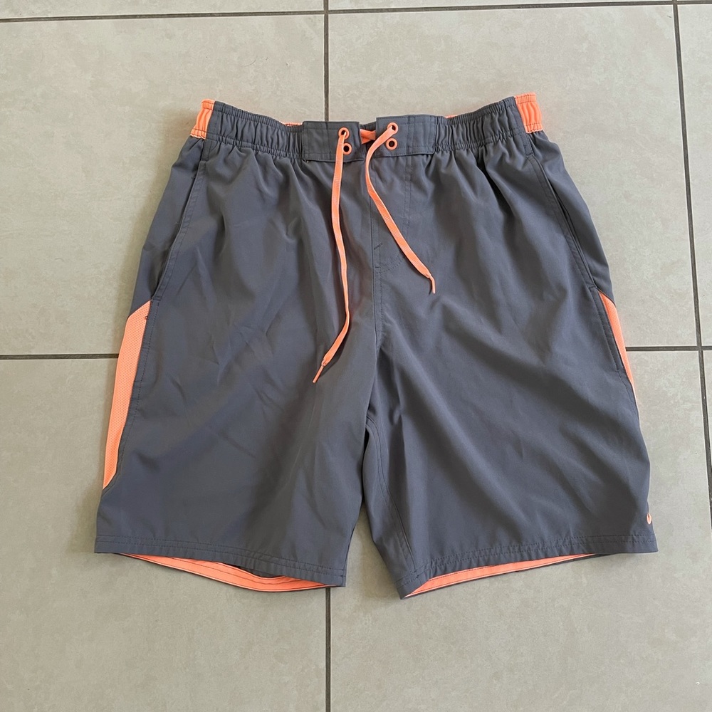 Nike Men’s Dri-Fit Shorts Swim Trunks Gray And Orange - Gem